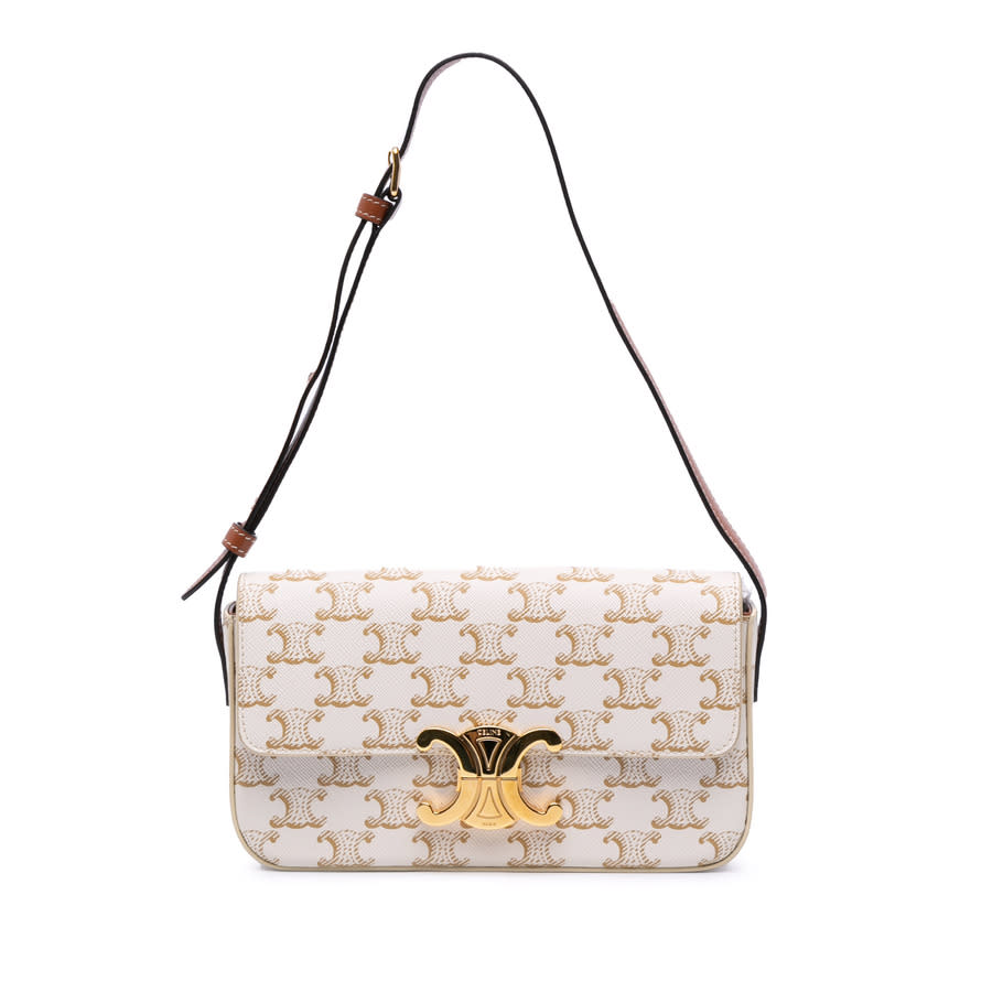 Celine Pre-owned Celine Triomphe Coated Canvas Claude Shoulder Bag ...