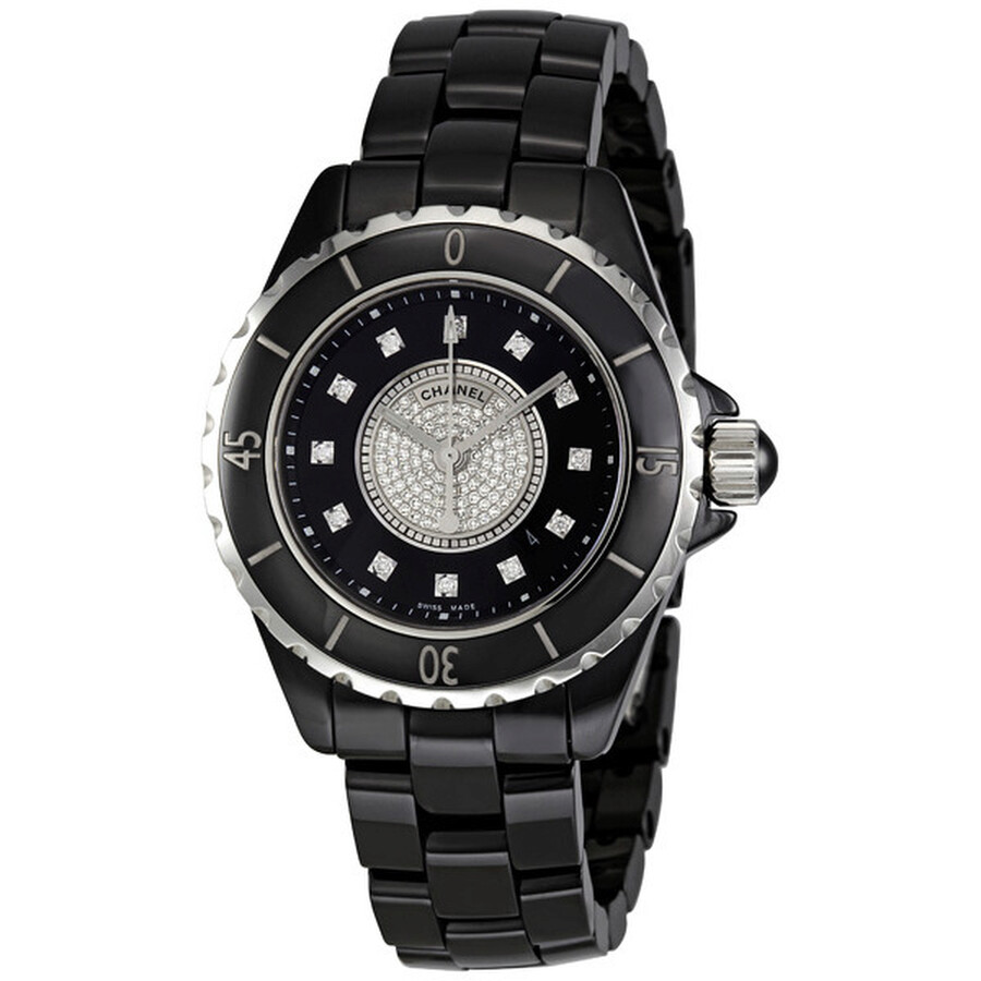 Chanel Pre-owned Chanel J12 Black Dial Ceramic Diamond Ladies Watch ...