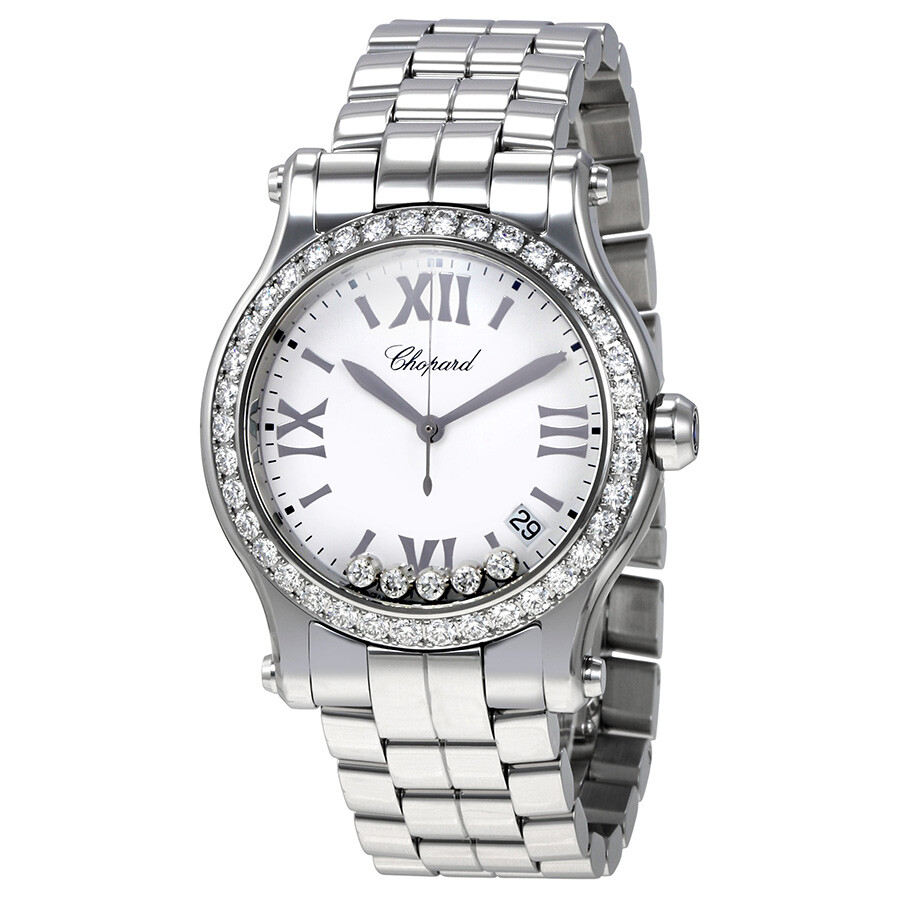 Chopard Pre-owned Chopard Happy Sport Diamond White Matte Dial Ladies Watch 278582-3004 - Pre ...