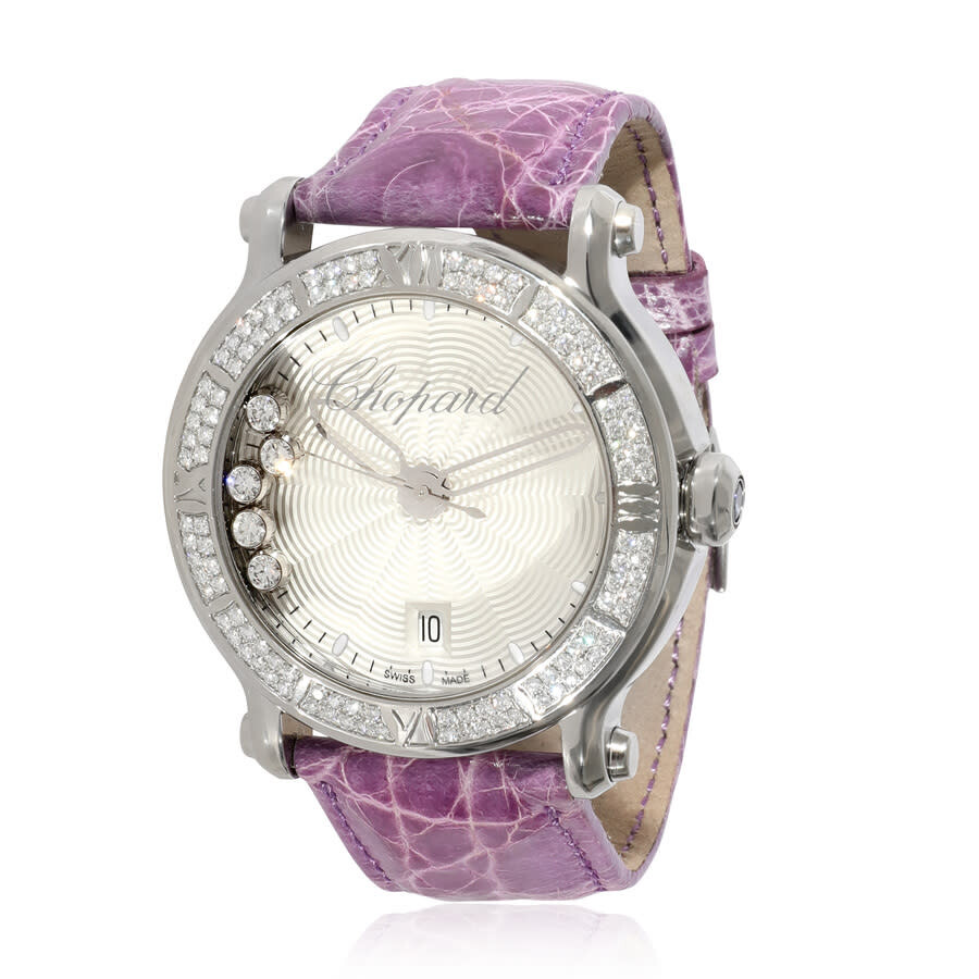 Chopard Pre-Owned Chopard Happy Sport Xl Silver Dial With 5 Floating Diamonds Dial Ladies Watch ...
