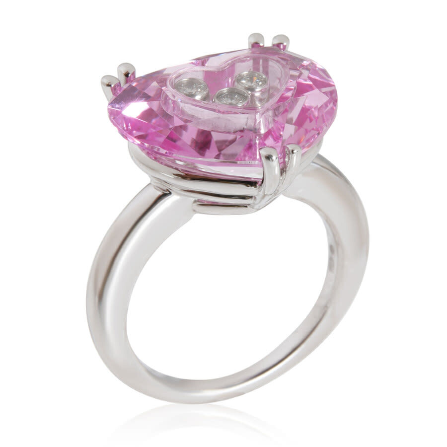 Chopard Pre-Owned Chopard So Happy Heart Diamond Ring in 18K White Gold ...