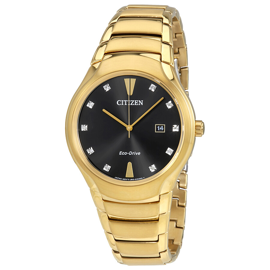 Citizen Pre-owned Citizen Paradigm Diamond Black Dial Gold-tone Men's ...