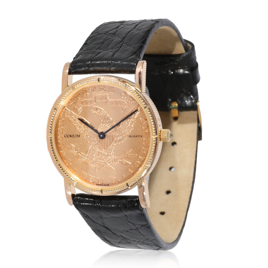 Corum Pre-owned Corum Quartz Champagne Dial Unisex Watch $10 Gold Coin ...