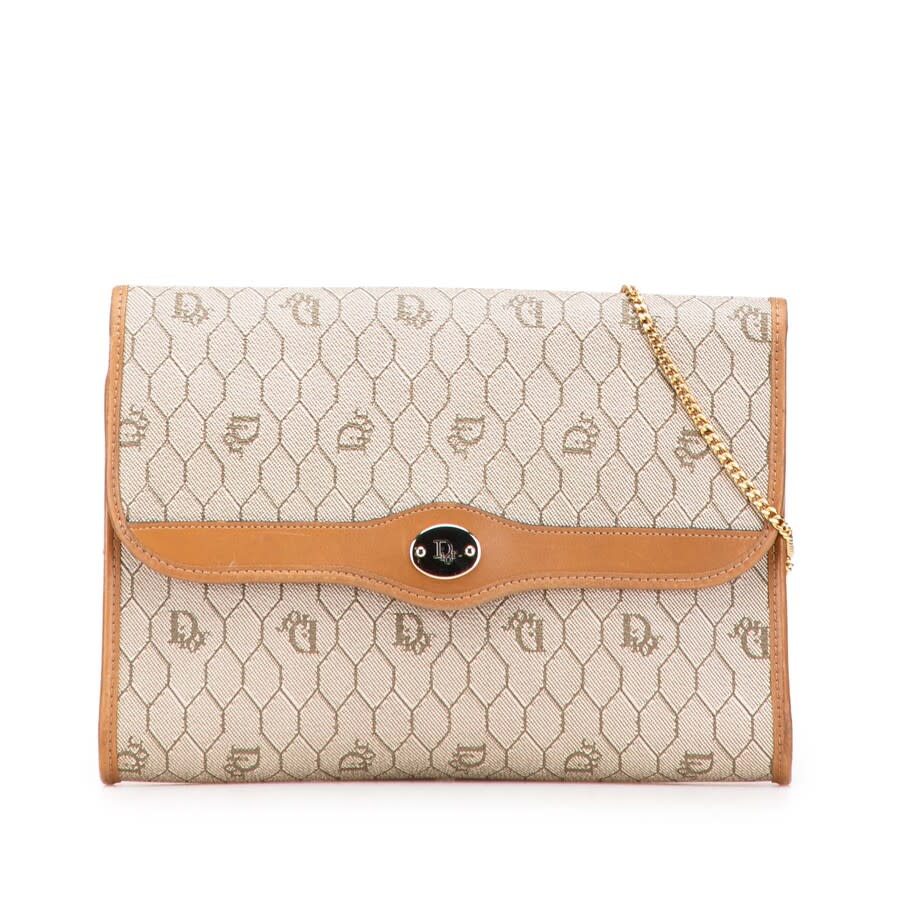 Dior Pre-owned Dior Honeycomb Coated Canvas Chain Crossbody ...