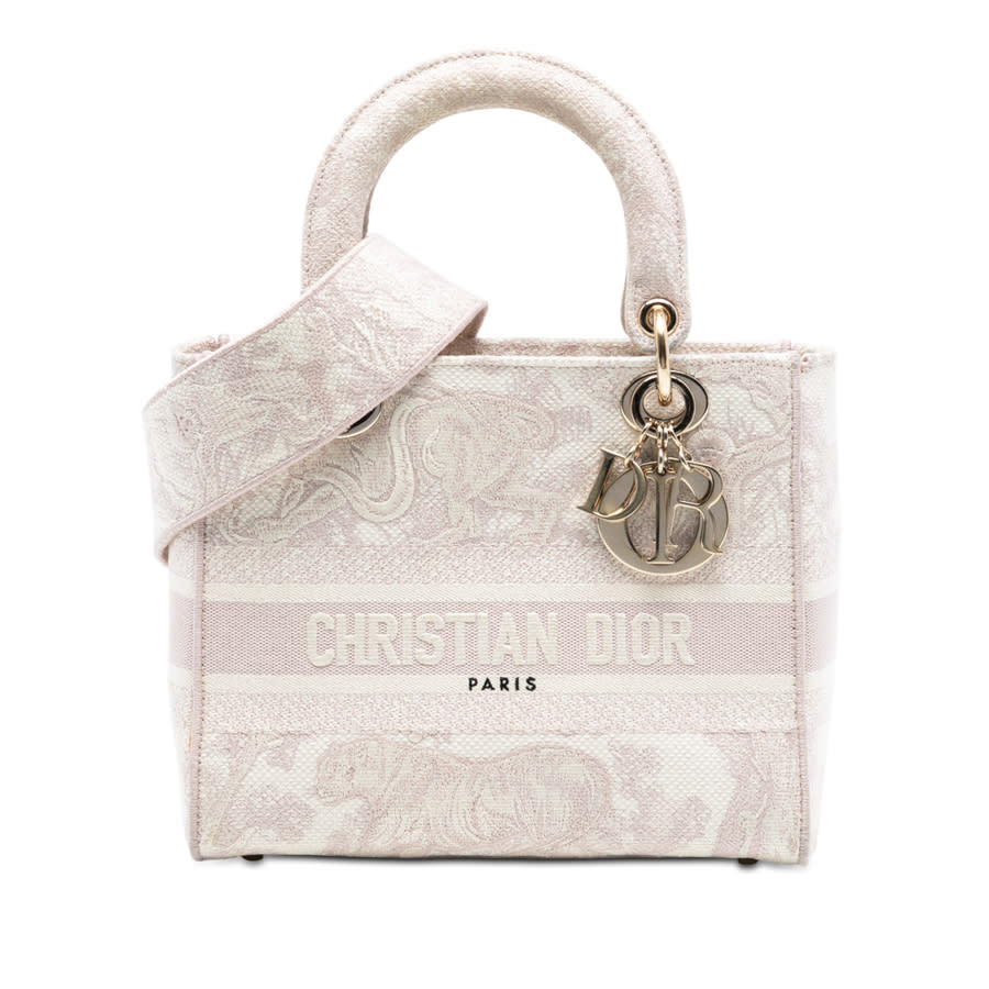 Dior Pre-owned Dior Medium Embroidered Canvas Toile De Jouy Lady D Lite ...