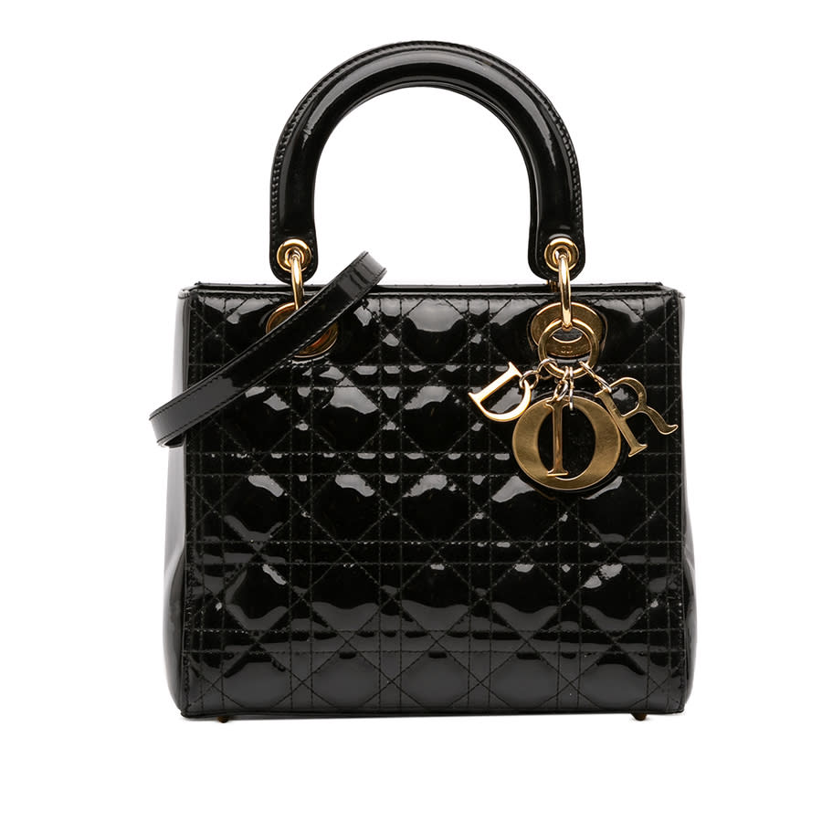Dior Pre-owned Dior Medium Patent Cannage Lady Dior 16-BO-1100 - Pre ...