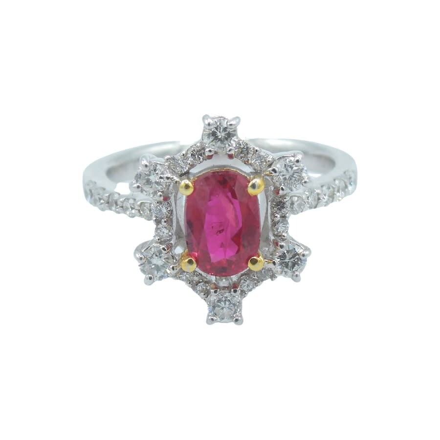 Estate Jewelry Pre-Owned Estate 18K White Gold Diamond & Ruby Ring ...