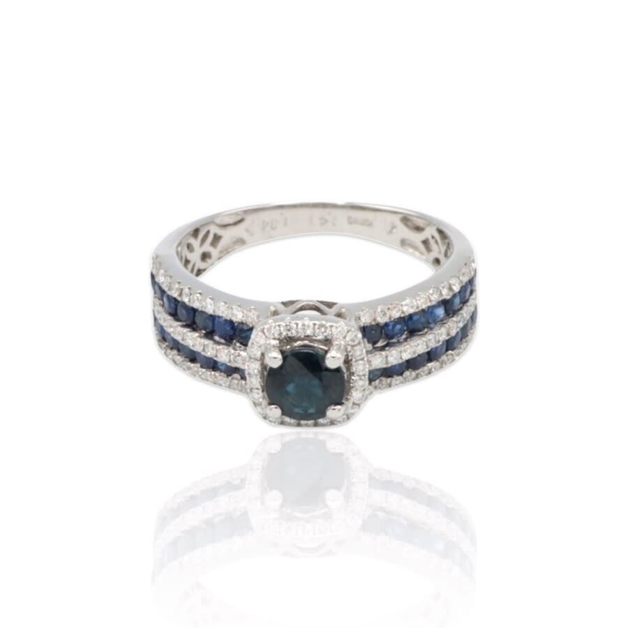 Estate Jewelry Pre-Owned Estate 18K White Gold Diamond & Sapphire Ring ...