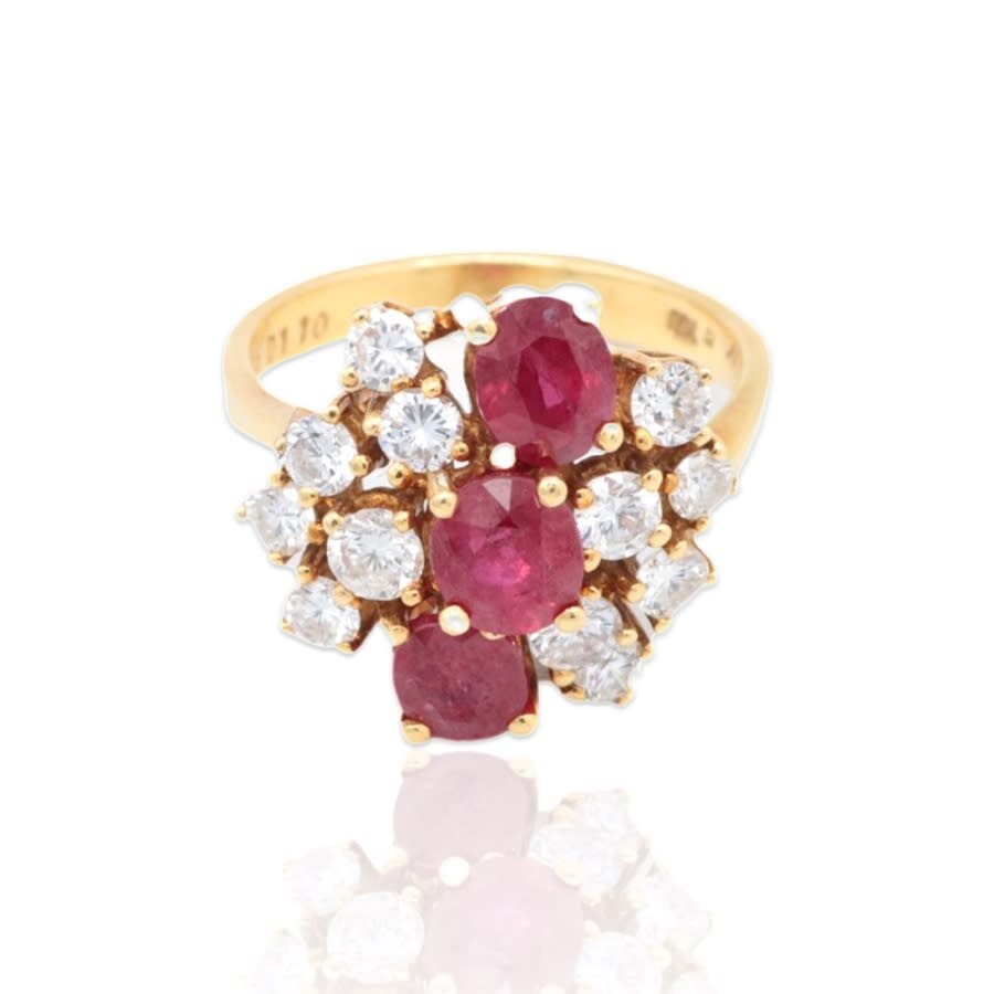Estate Jewelry Pre-Owned Estate 18K Yellow Gold Diamond & Ruby Ring ...