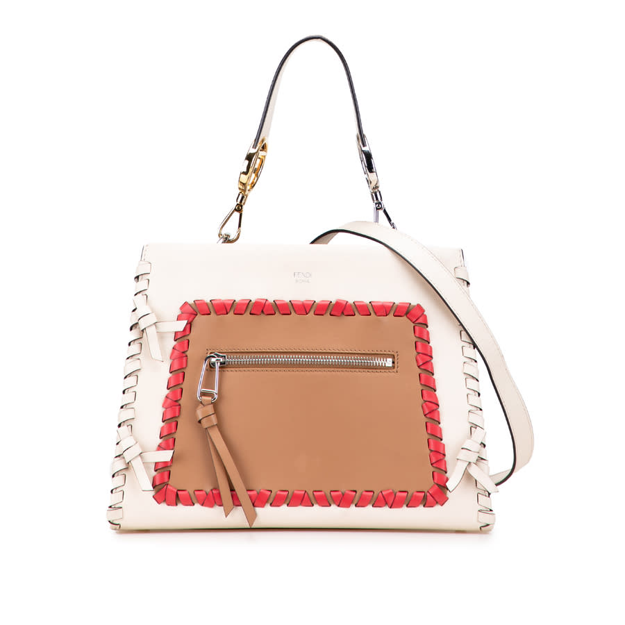 Fendi Pre-owned Fendi Small Bicolor Calfskin Whipstitch Runway Satchel ...