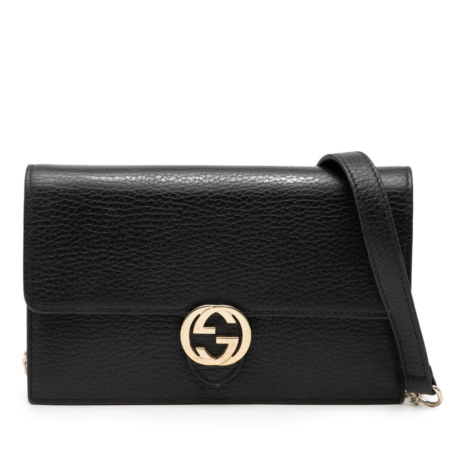 Gucci Pre-owned Gucci Leather Interlocking G Dollar Wallet on Chain ...