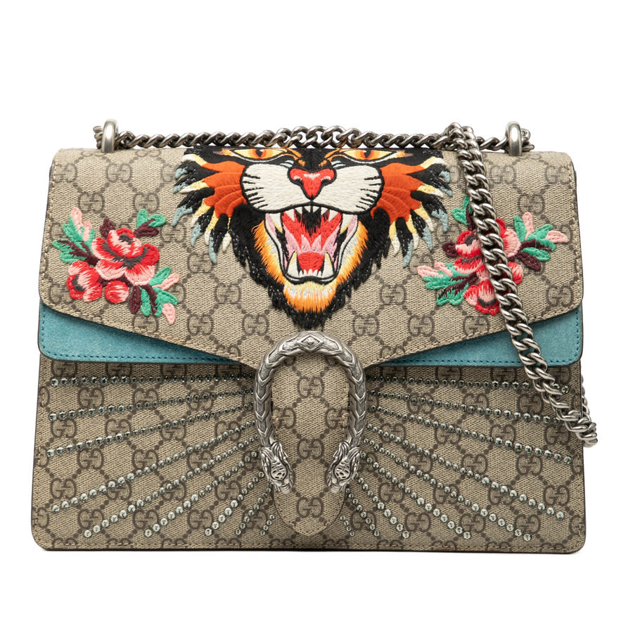 Gucci Pre-owned Gucci Medium GG Supreme Embroidered Angry Cat Dionysus ...