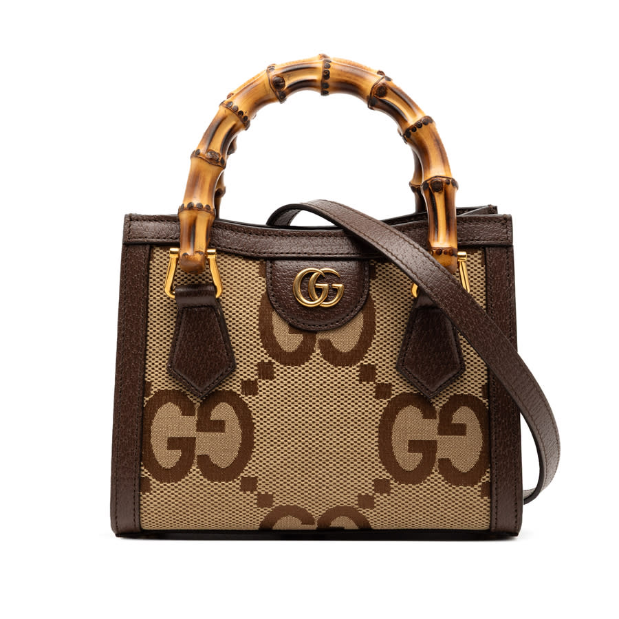 Gucci Pre-owned Gucci Mini Jumbo GG Canvas Bamboo Diana Satchel Ladies ...