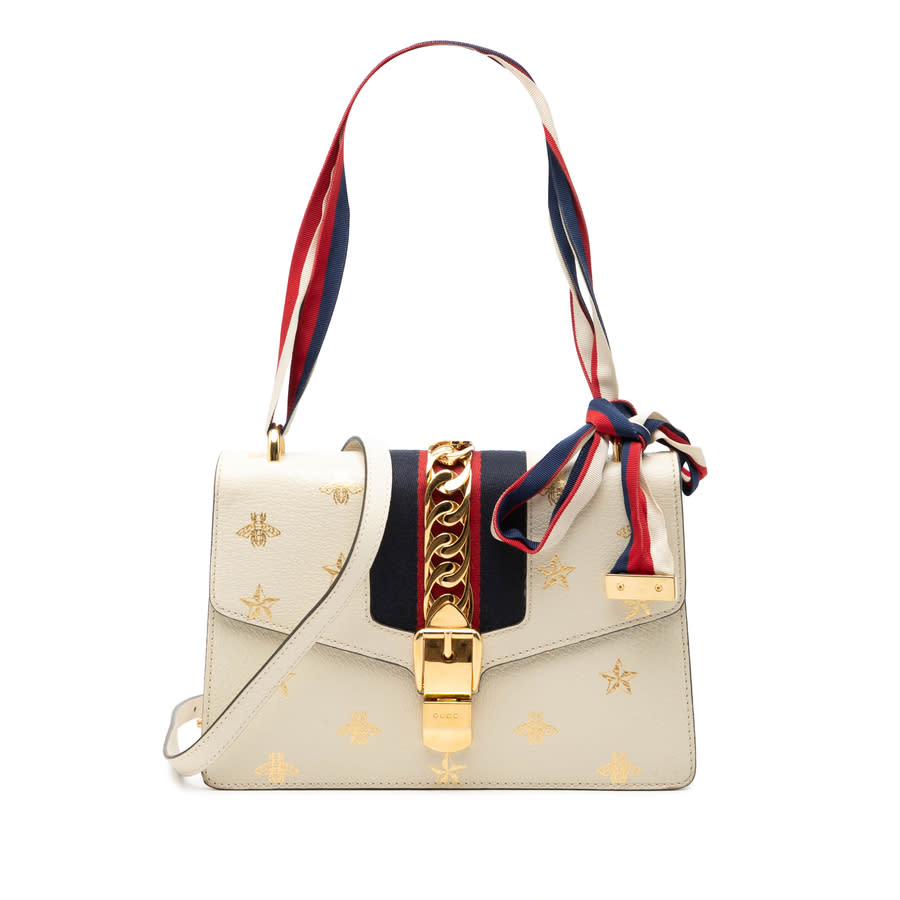 Gucci Pre-owned Gucci Small Calfkin Bee Star Sylvie Satchel Ladies ...