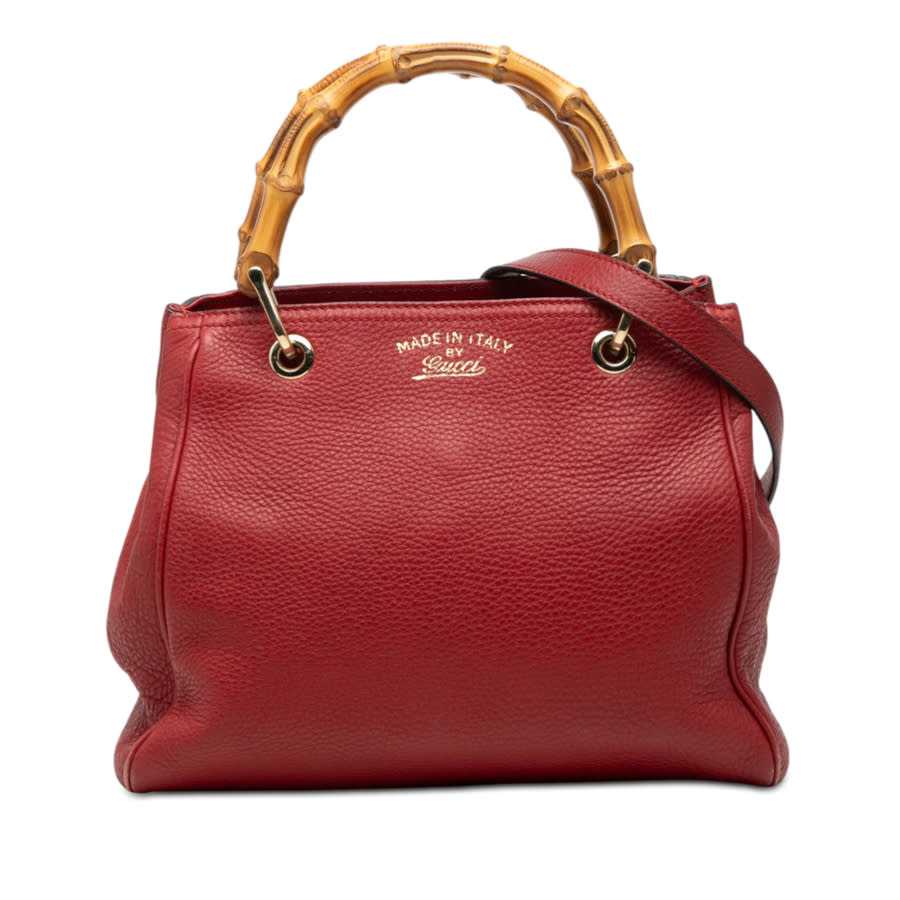 Gucci Pre-owned Gucci Small Calfskin Bamboo Shopper Satchel 336032 ...