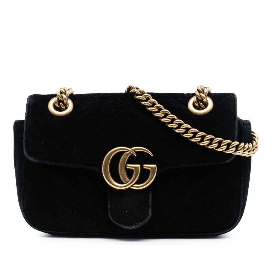 Gucci Pre-owned Gucci Small GG Marmont Matelasse Velvet Shoulder Bag ...
