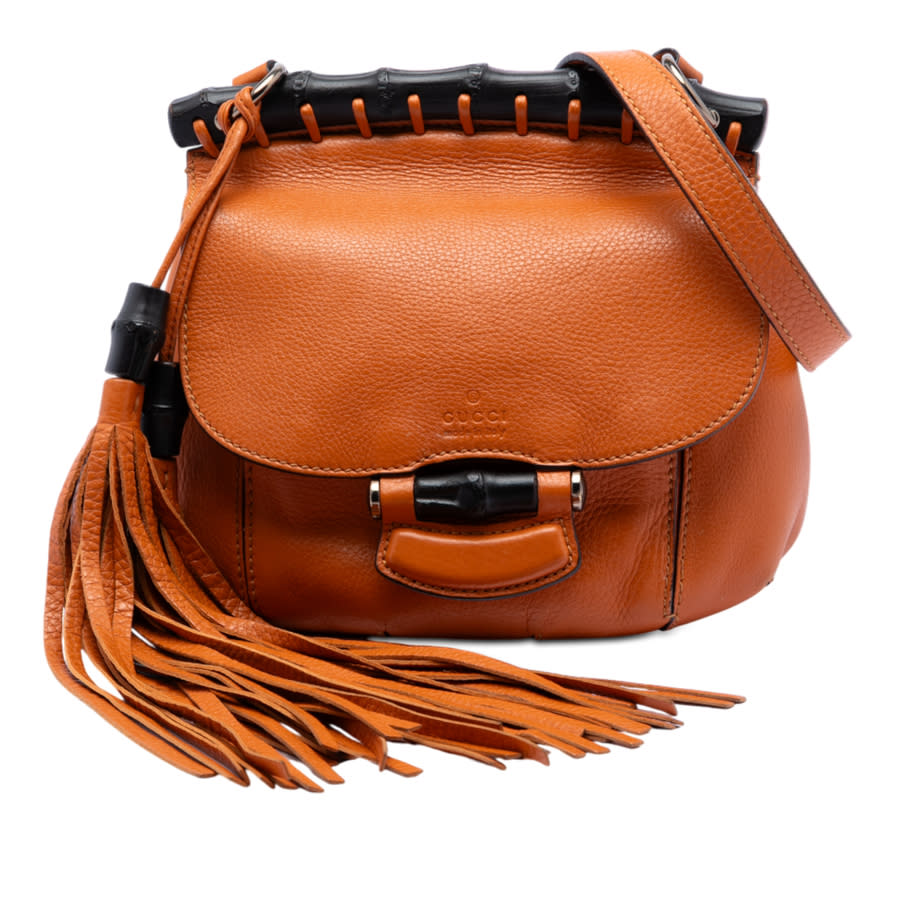 Gucci Pre-owned Gucci Small Leather Bamboo Nouveau Fringe Crossbody ...
