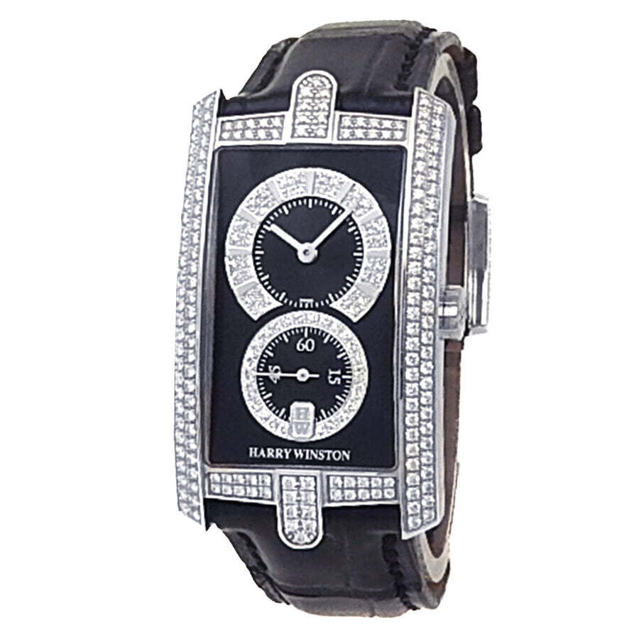 Harry Winston Pre-owned Harry Winston Avenue C Hand Wind Diamond Black ...
