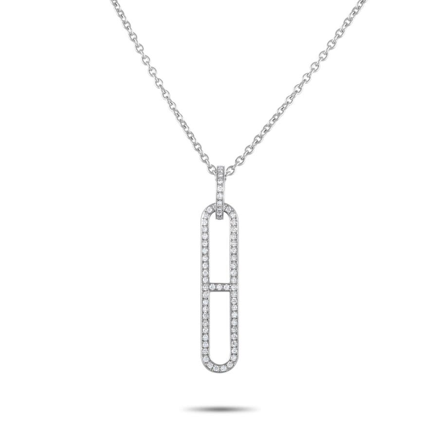 Hermes Pre-Owned Herm xE8 s Cha xEE ne d Ancre 18K White Gold Diamond Necklace HE14-062422 ...