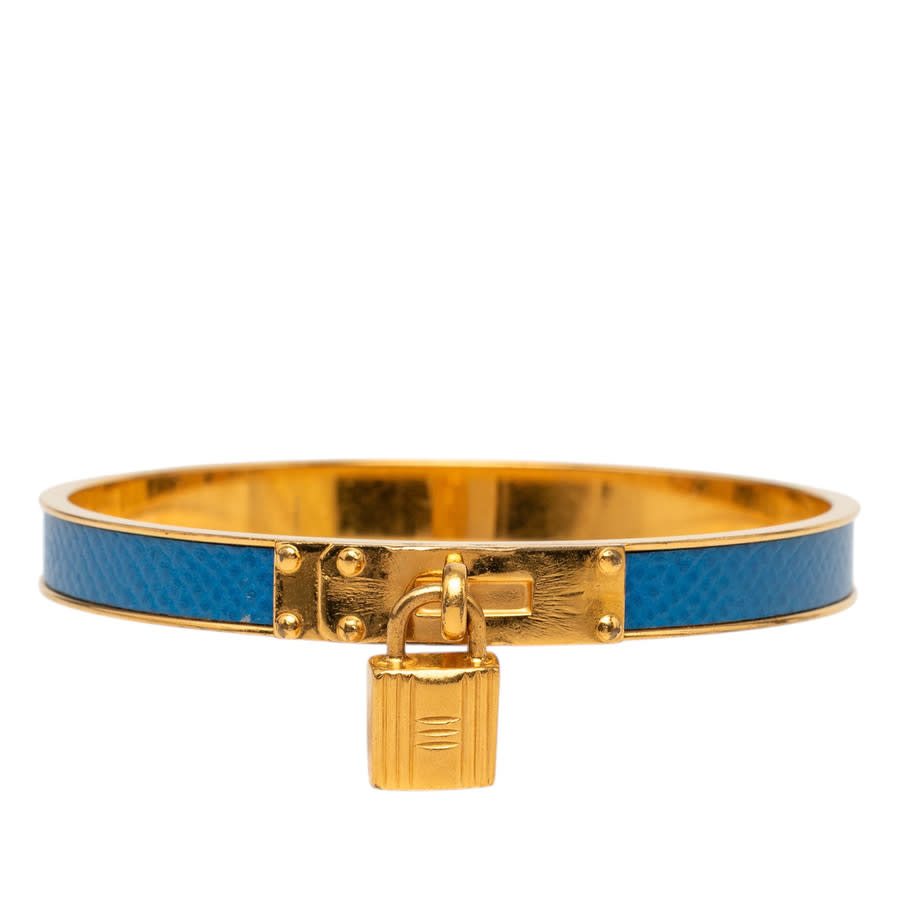 Hermes Pre-owned Hermes Gold Plated Courchevel Kelly Cadena Lock Bangle ...