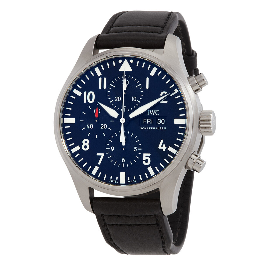 IWC Pre-Owned IWC Pilot Black Automatic Chronograph Men's Watch ...