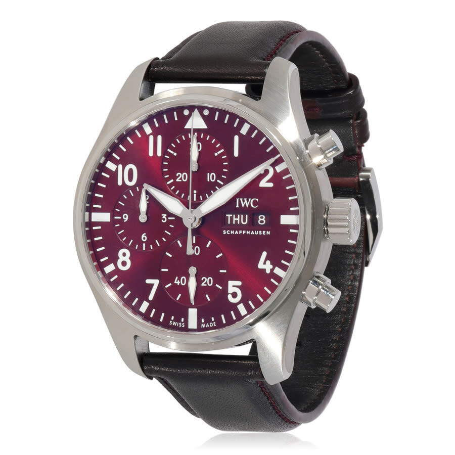 IWC Pre-owned IWC Pilot Chronograph Automatic Red Dial Men's Watch ...
