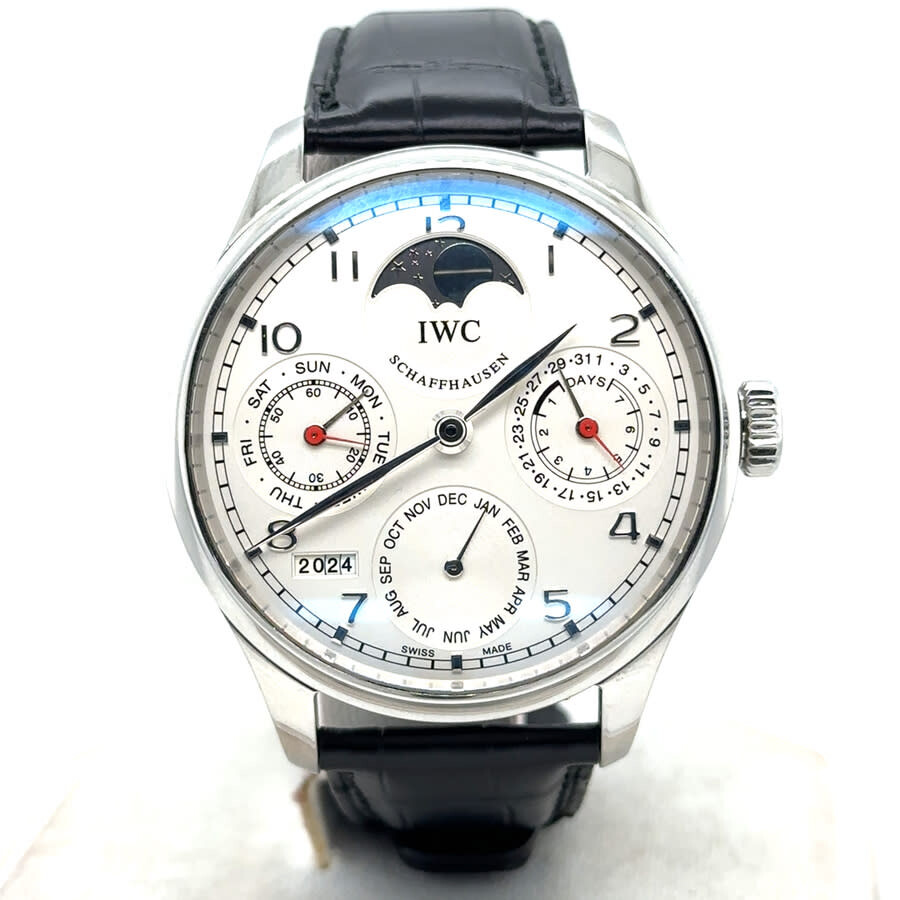 IWC Pre-owned IWC Portuguese Perpetual Calendar Silver Dial Men's Watch ...