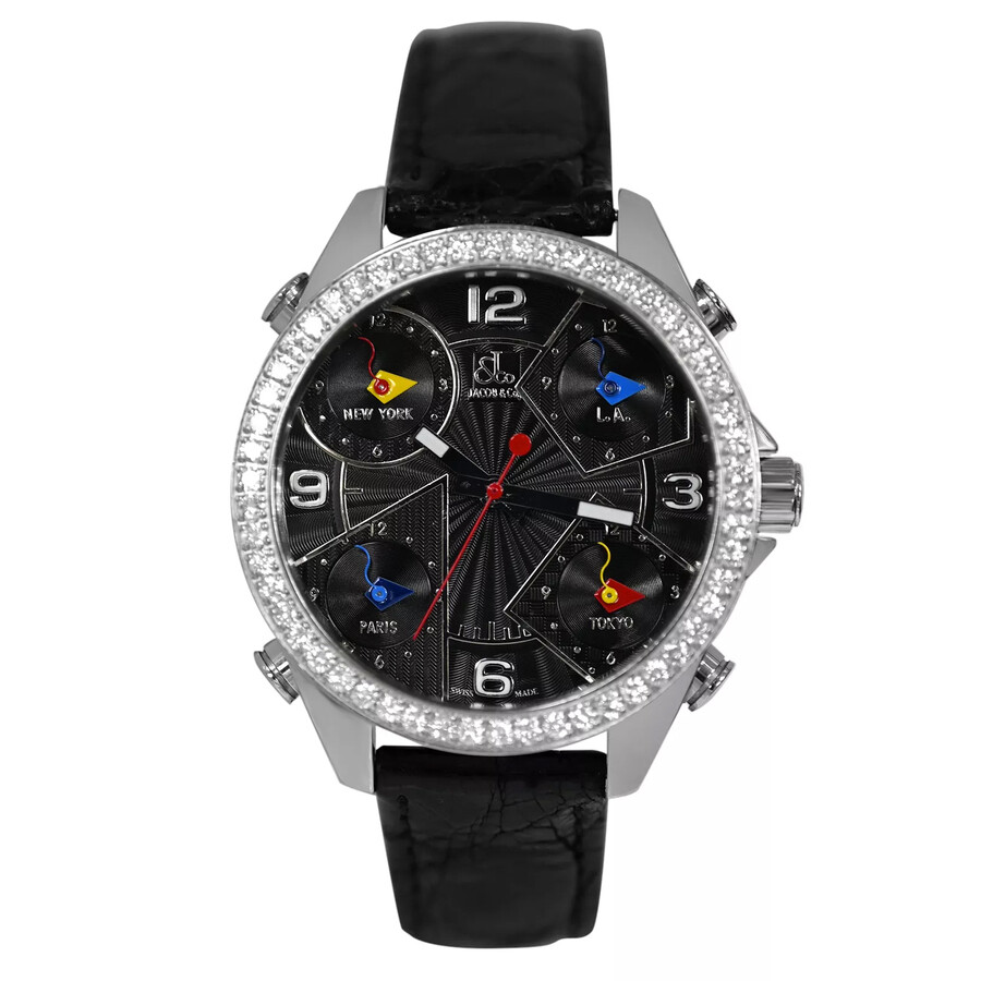 Jacob & Co. Pre-owned Jacob & Co. Time Zones Jc-2D Black Dial Unisex ...