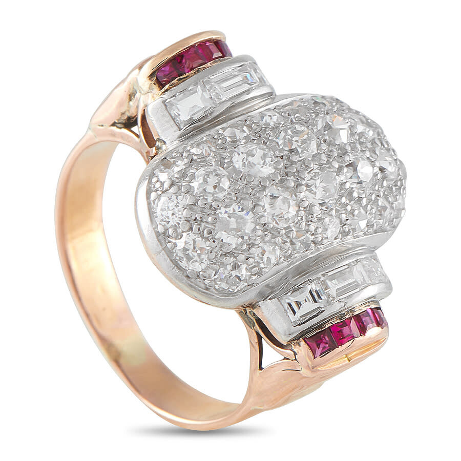 Lb Exclusive Pre-Owned LB Exclusive 18K Rose Gold 2.07ct Diamond and Ruby Ring MF08 071025 MF08 ...