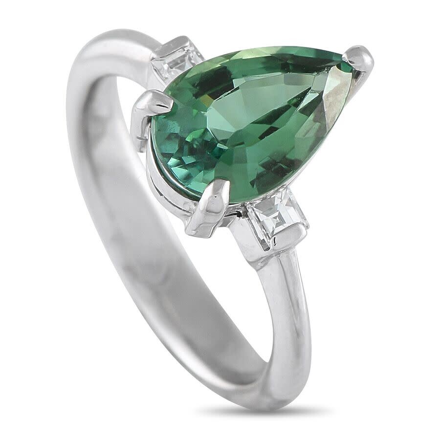 Lb Exclusive Pre-Owned LB Exclusive Platinum 0.16 ct Diamond and 2.55 ct Pear Tourmaline Ring ...