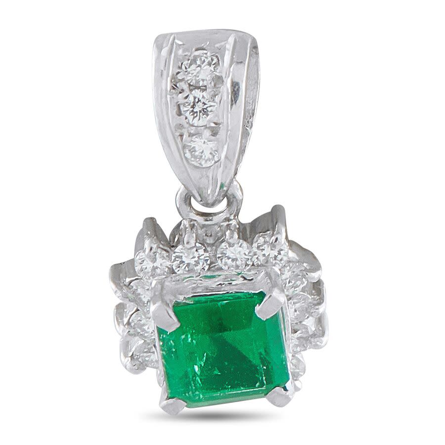 Lb Exclusive Pre-Owned LB Exclusive Platinum 0.18ct Diamond and Emerald ...