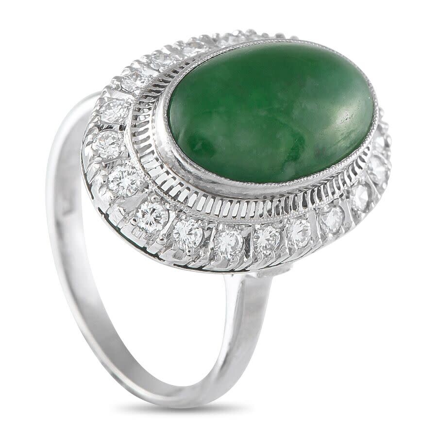 Lb Exclusive Pre-Owned LB Exclusive Platinum 0.45ct Diamond and Jade Ring MF19 073025 MF19 ...