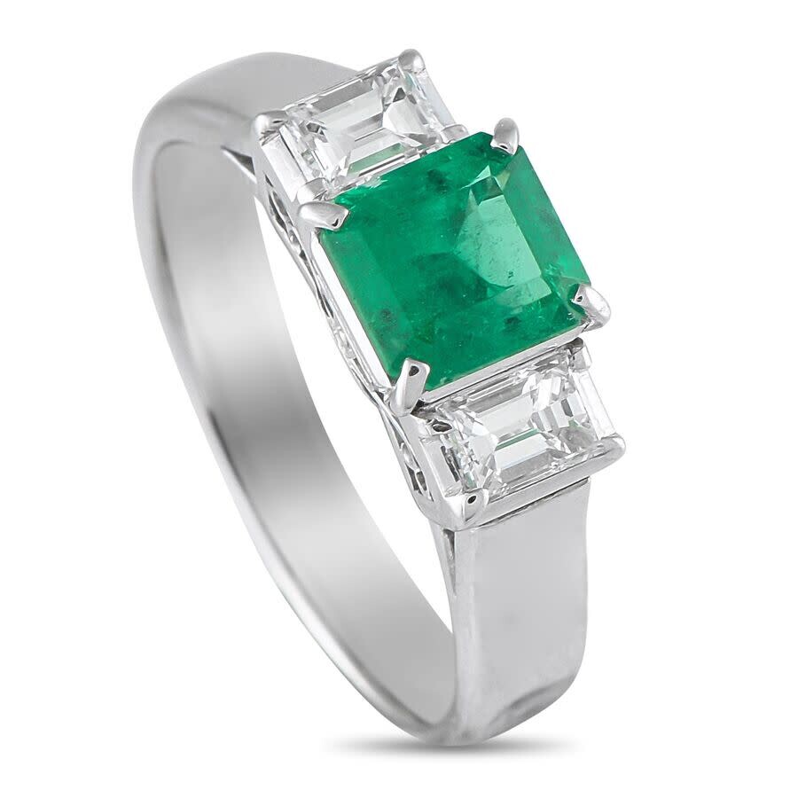 Lb Exclusive Pre-Owned LB Exclusive Platinum 0.49ct Diamond and Emerald Ring MF07 073025 MF07 ...