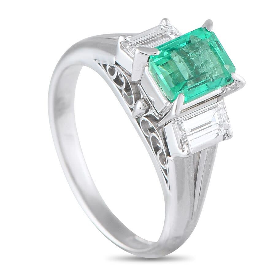Lb Exclusive Pre-Owned LB Exclusive Platinum 0.51ct Diamond and Emerald Ring MF10 073025 MF10 ...