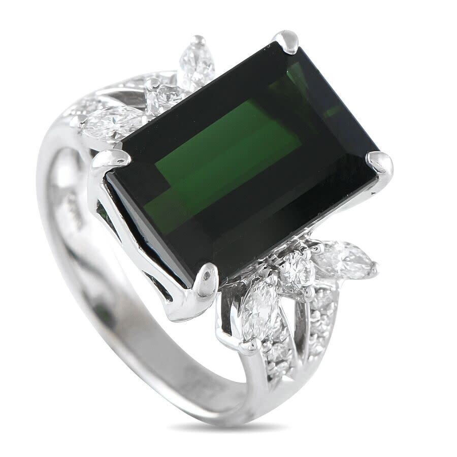 Lb Exclusive Pre-Owned LB Exclusive Platinum 0.54 ct Diamond and 7.65 ct Tourmaline Ring MF04 ...