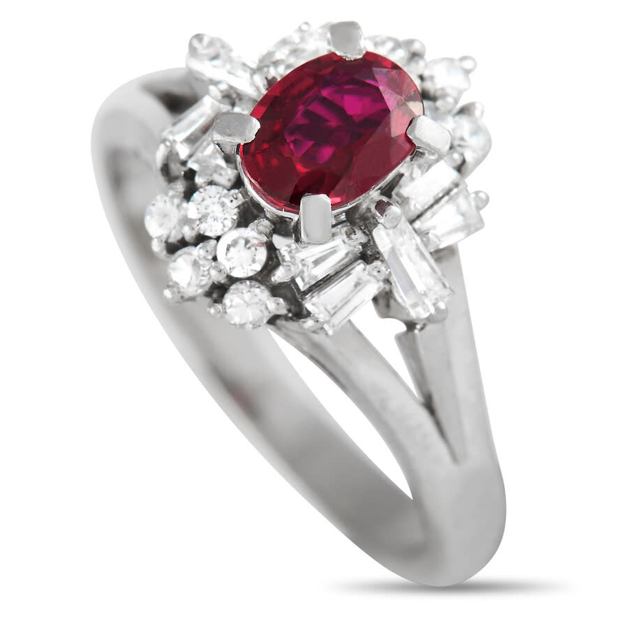 Lb Exclusive Pre-Owned LB Exclusive Platinum 0.56 ct Diamond and Ruby ...