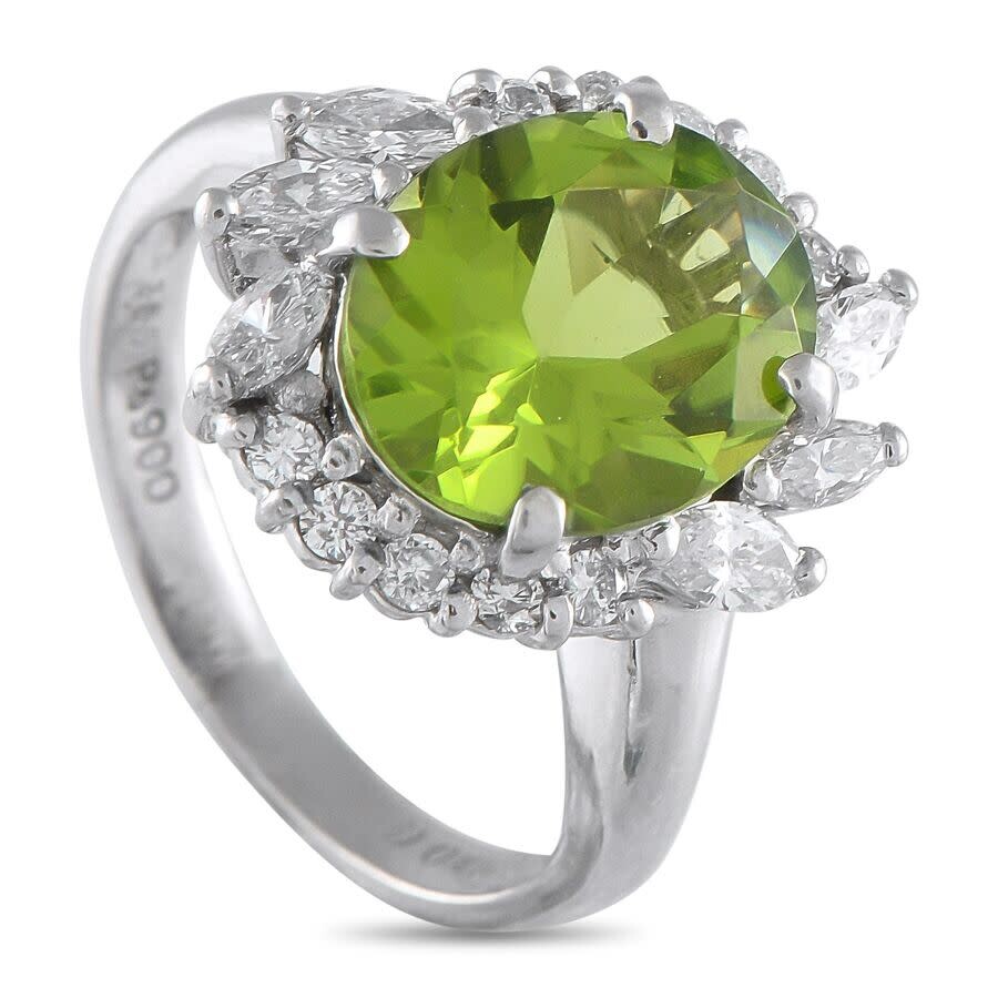 Lb Exclusive Pre-Owned LB Exclusive Platinum 0.60 ct Diamond and 3.55 ct Peridot Ring MF05 ...