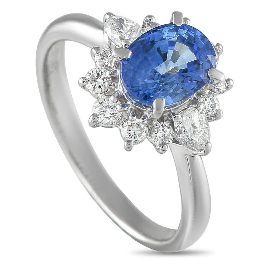 Lb Exclusive Pre-Owned LB Exclusive Platinum 0.60ct Diamond and Sapphire Sunburst Ring MF11 ...