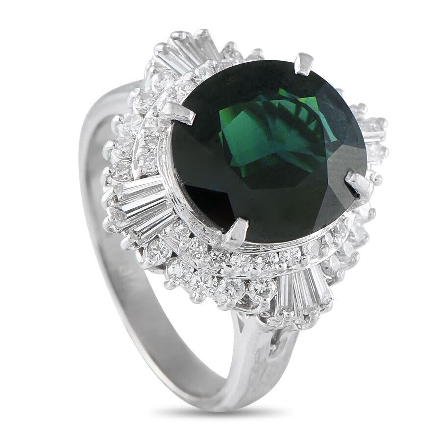 Lb Exclusive Pre-Owned LB Exclusive Platinum 1.01ct Diamond and Green Sapphire Ring MF13 073025 ...