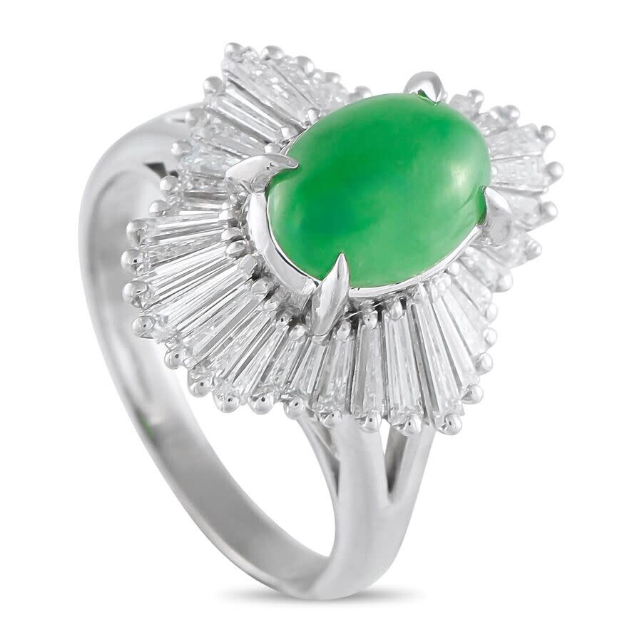Lb Exclusive Pre-Owned LB Exclusive Platinum 1.15 ct Diamond and 1.64 ct Jade Ballerina Ring ...
