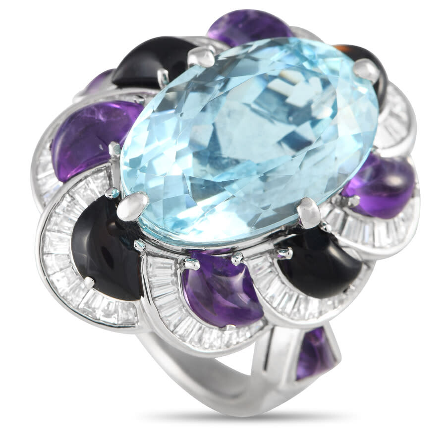 Lb Exclusive Pre-Owned LB Exclusive Platinum 1.90ct Diamond, Aquamarine ...