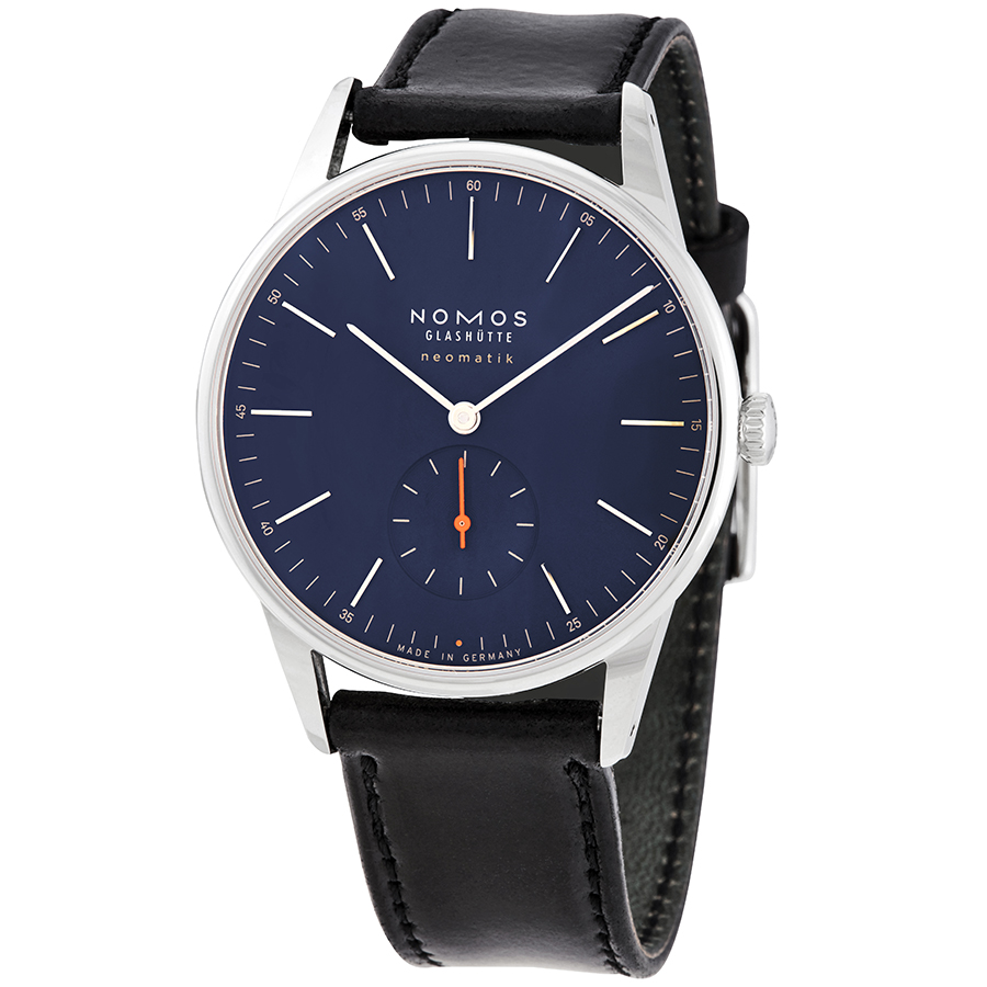 Nomos Pre-owned Nomos Orion Automatic Blue Dial Black Leather Men's ...