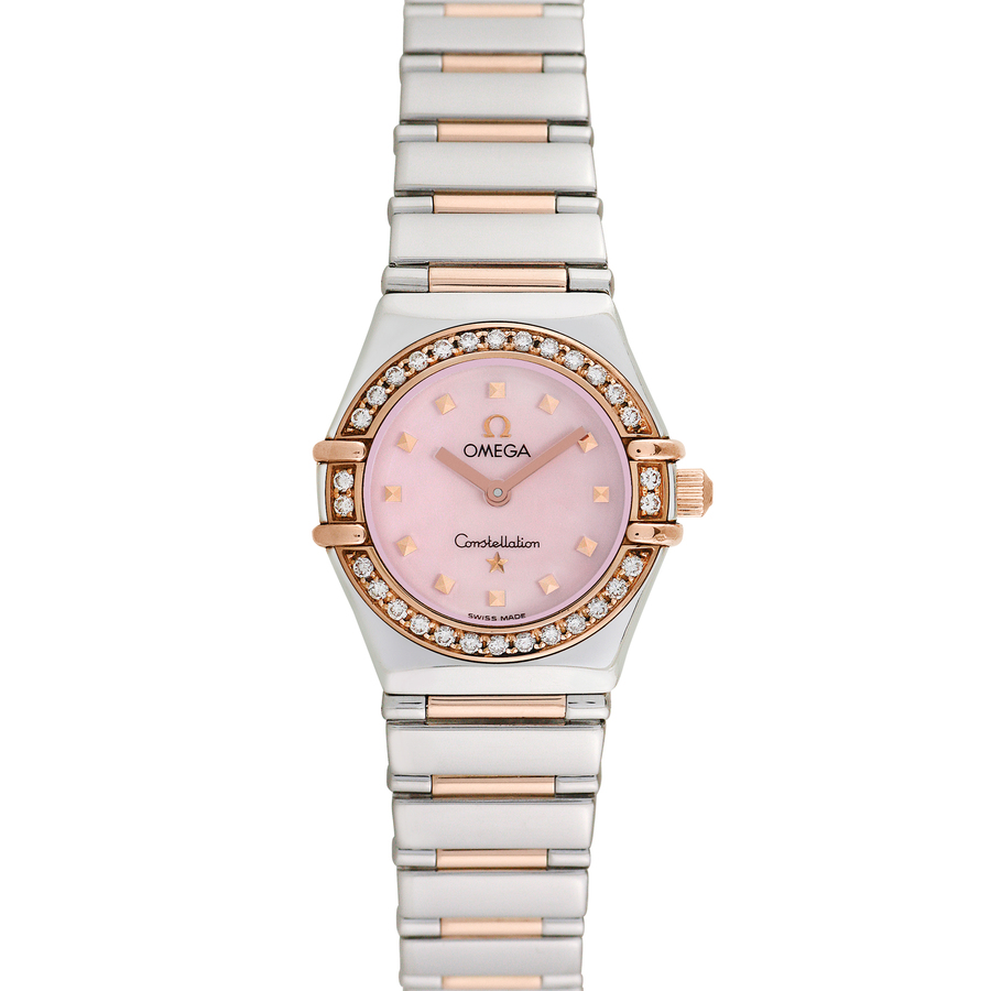 Omega Pre-owned Omega Constellation Quartz Diamond Pink Dial Ladies ...