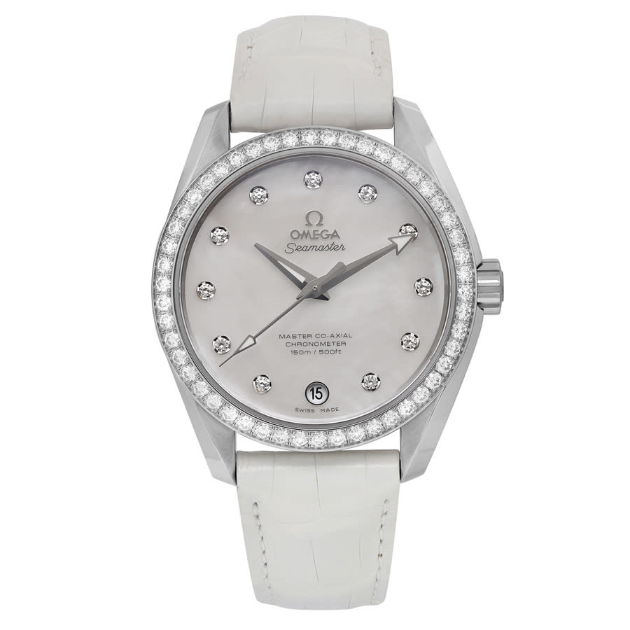Omega Pre-owned Omega Seamaster Aqua Terra Diamond White Mother of ...