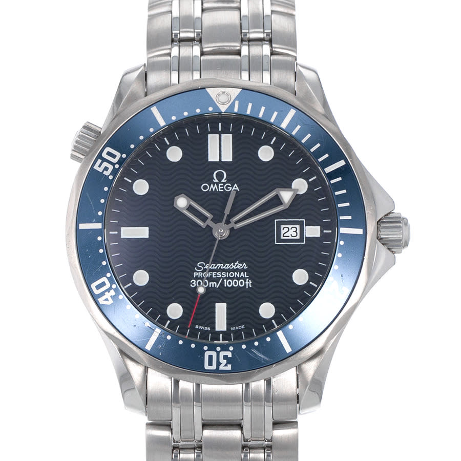 Omega Pre-owned Omega Seamaster Quartz Chronometer Blue Dial Men's ...
