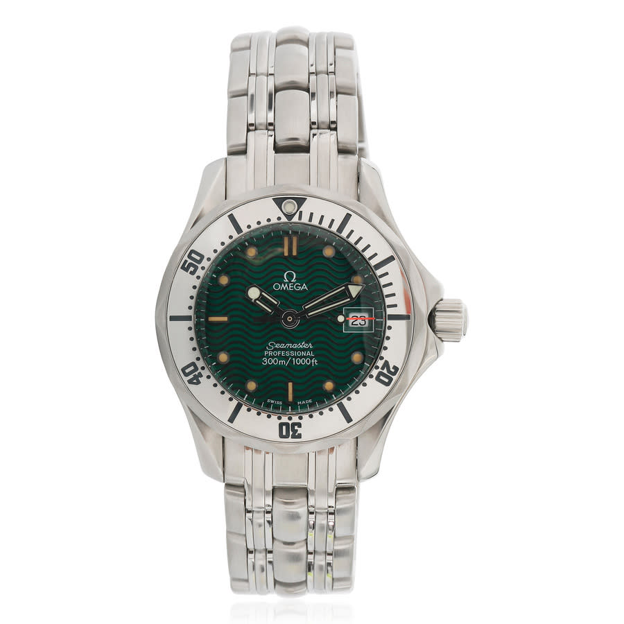 Omega Pre-owned Omega Seamaster Quartz Green Dial Ladies Watch 2553.41 ...
