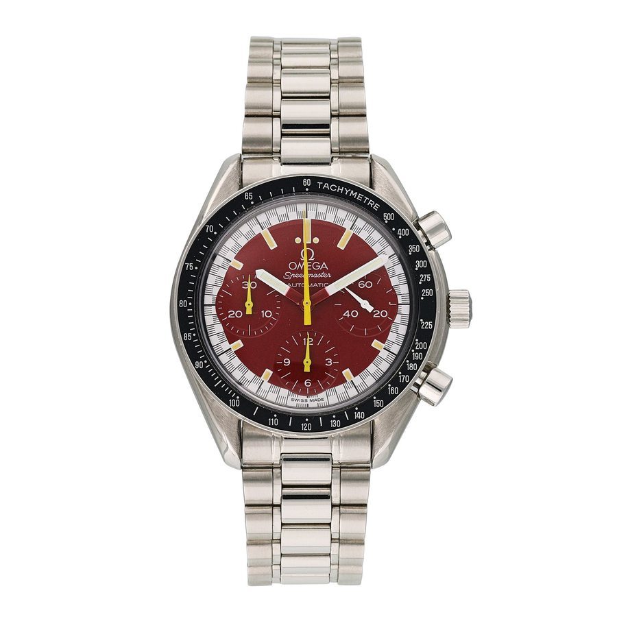 Omega Pre-owned Omega Speedmaster Chronograph Automatic Red Dial Men's ...