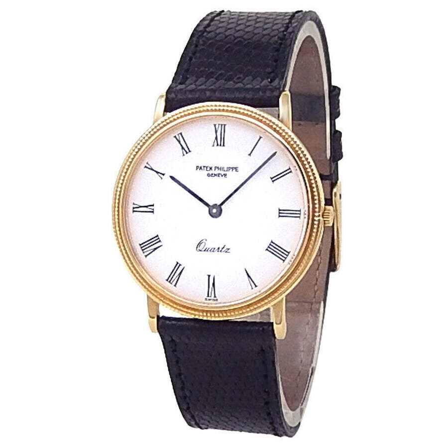 Patek Philippe Pre-owned Patek Philippe Calatrava Quartz White Dial Men ...