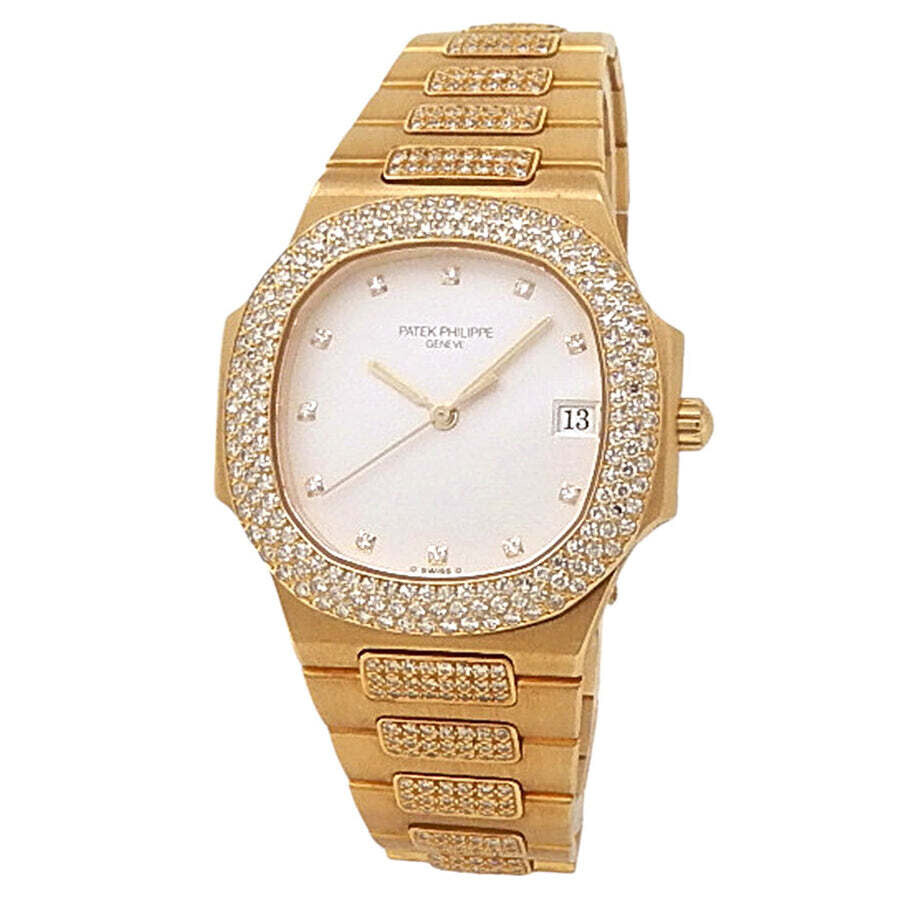 Patek Philippe Pre-owned Patek Philippe Nautilus Quartz Diamond Silver ...