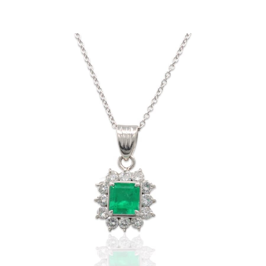 Estate Jewelry Pre-Owned Platinum & 18K White Gold Diamond Emerald ...